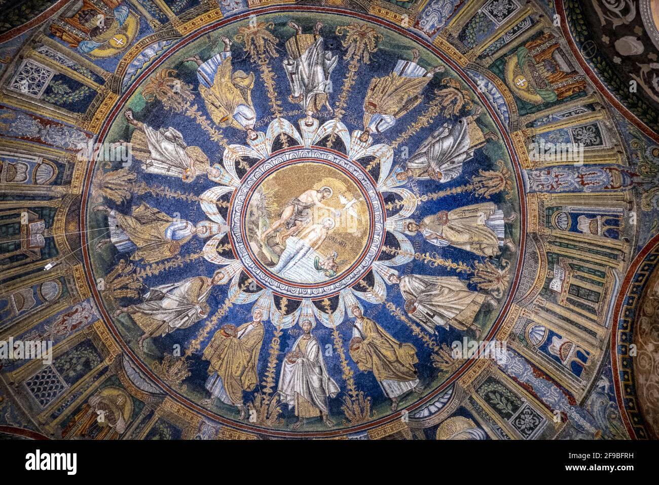 Closeup of the Baptistry of Neon dome painting in Ravenna, Italy Stock ...