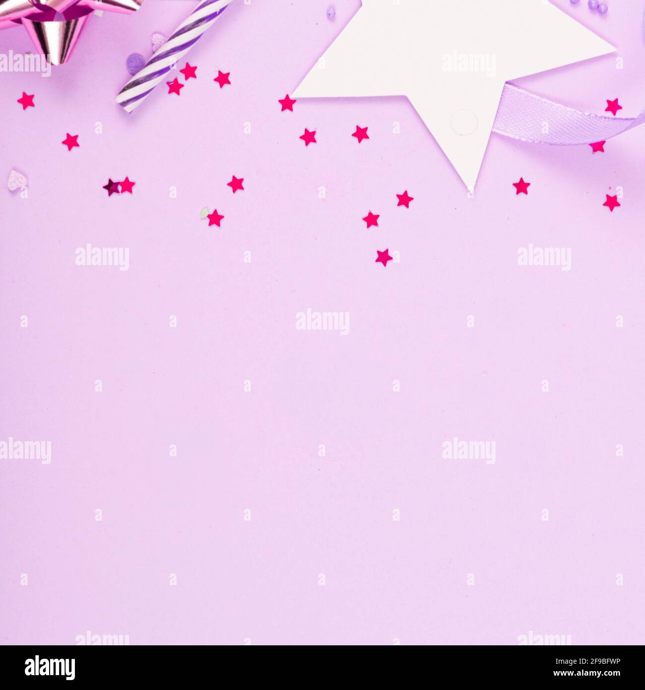 Party Holiday Background with ribbon, stars, birthday candles and ...