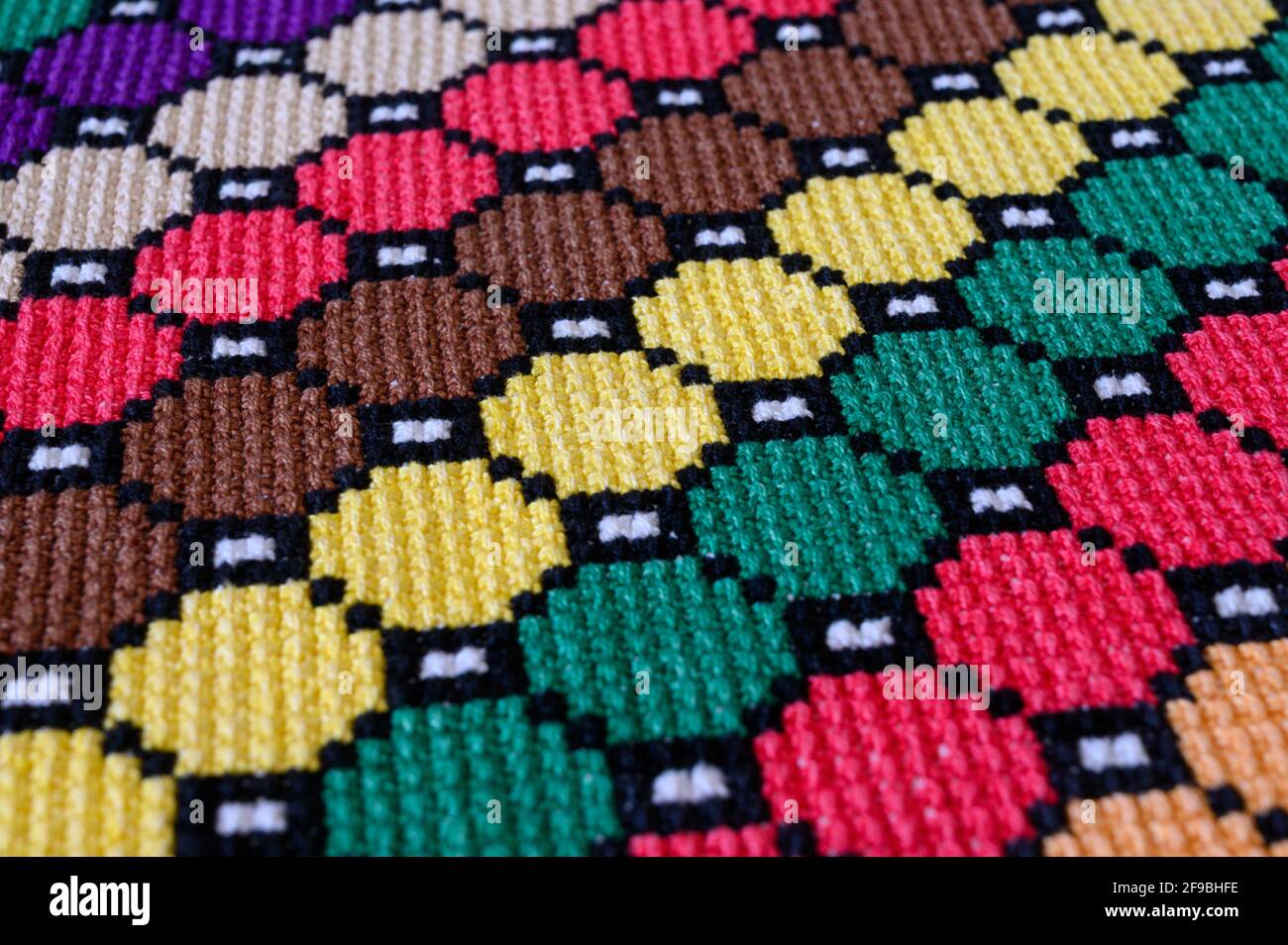 traditional patterns of Slavic embroidery (a colourful pillow case ...