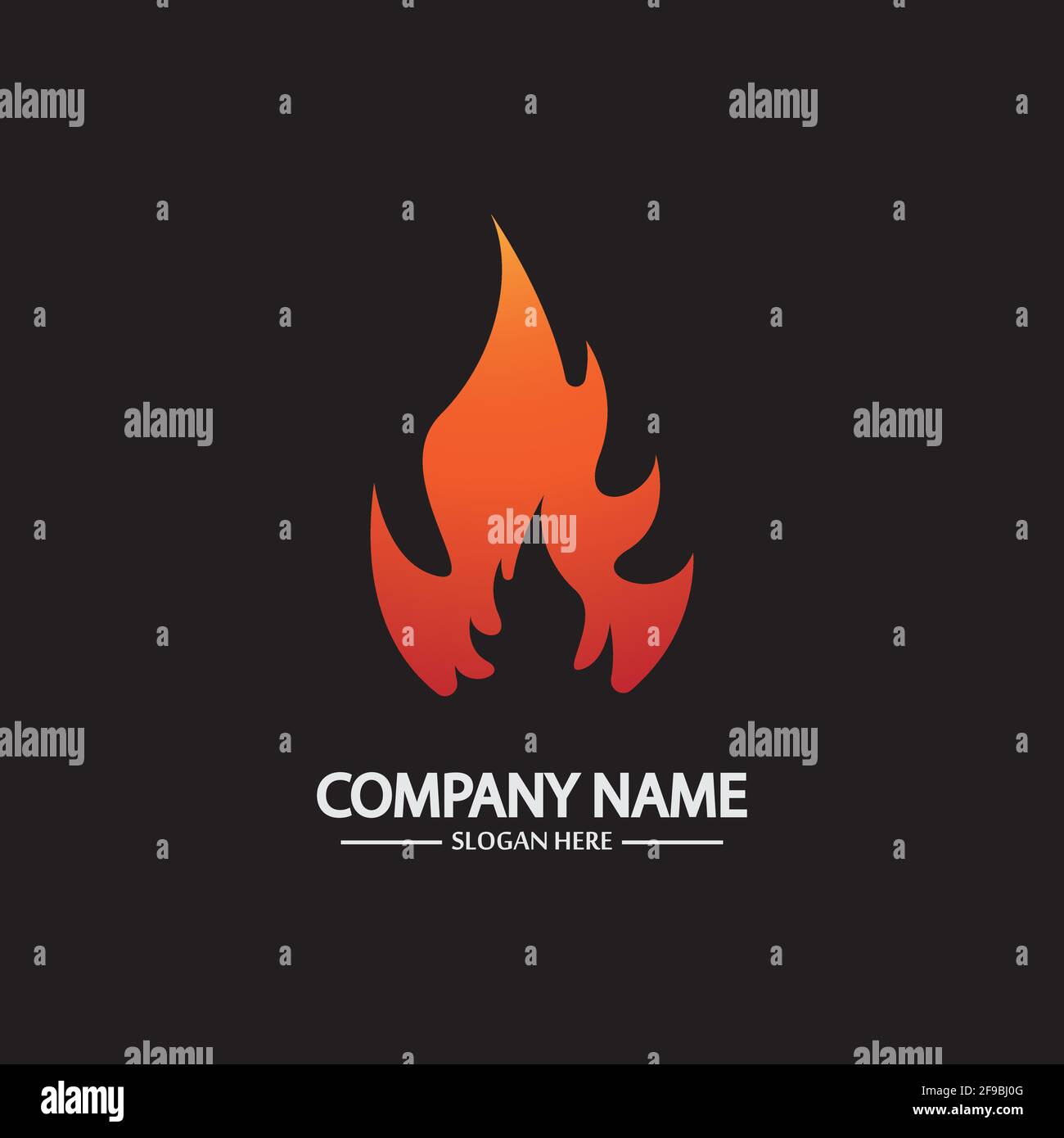 Abstract Fire Flame logo template on black background. Corporate ...