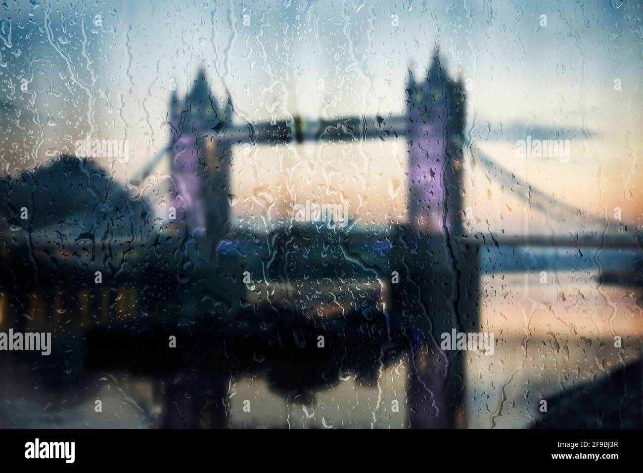 Beautiful landscape conceptual view of London City through glass window ...