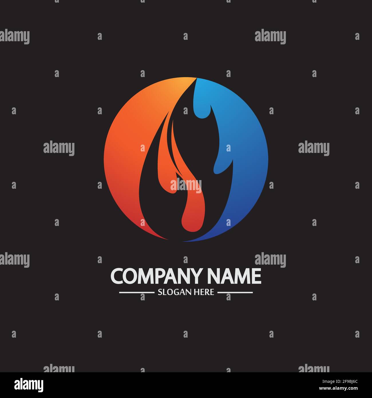Abstract Fire Flame logo template on black background. Corporate ...