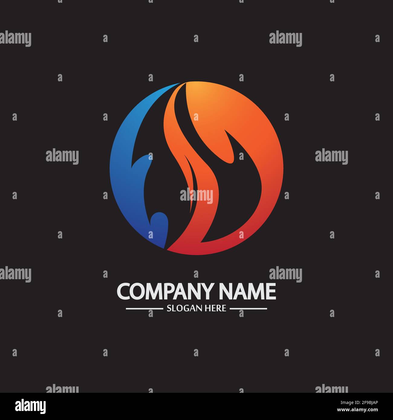 Abstract Fire Flame logo template on black background. Corporate ...