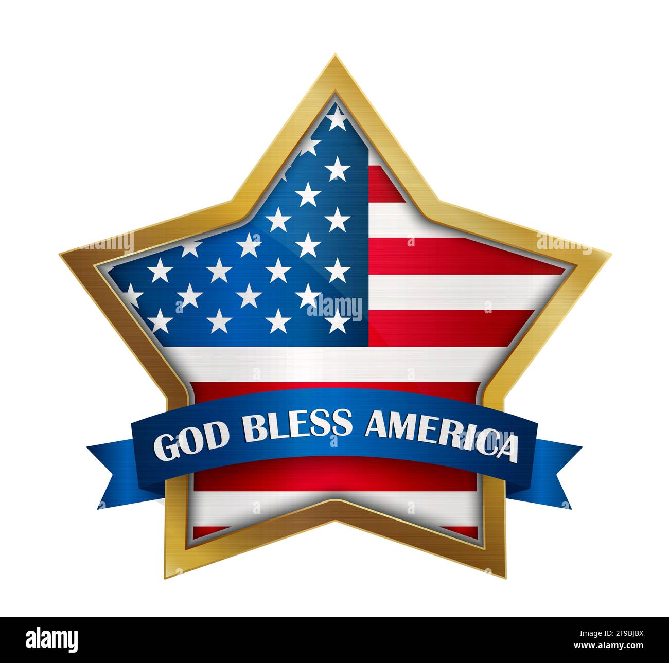 god bless America star american pride metallic illustration Stock Photo ...