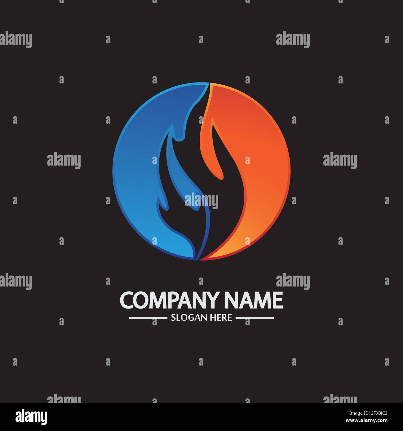Abstract Fire Flame logo template on black background. Corporate ...