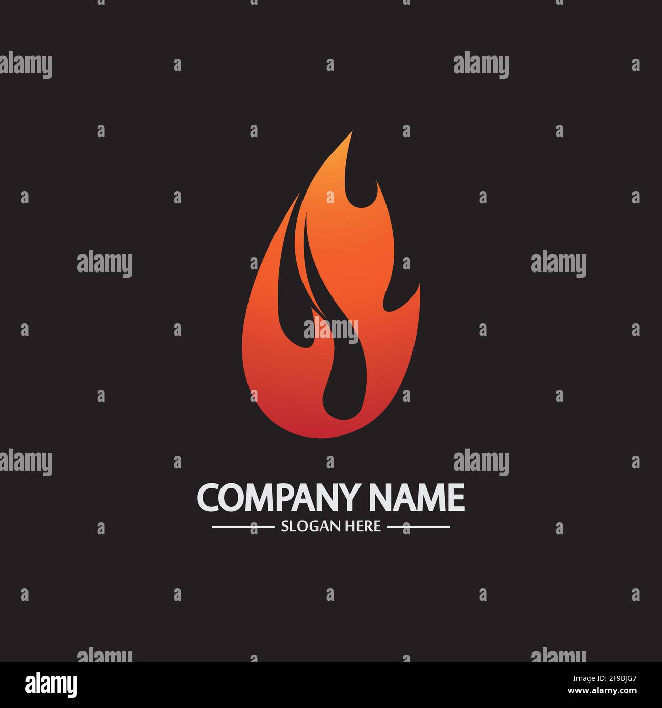 Abstract Fire Flame logo template on black background. Corporate ...