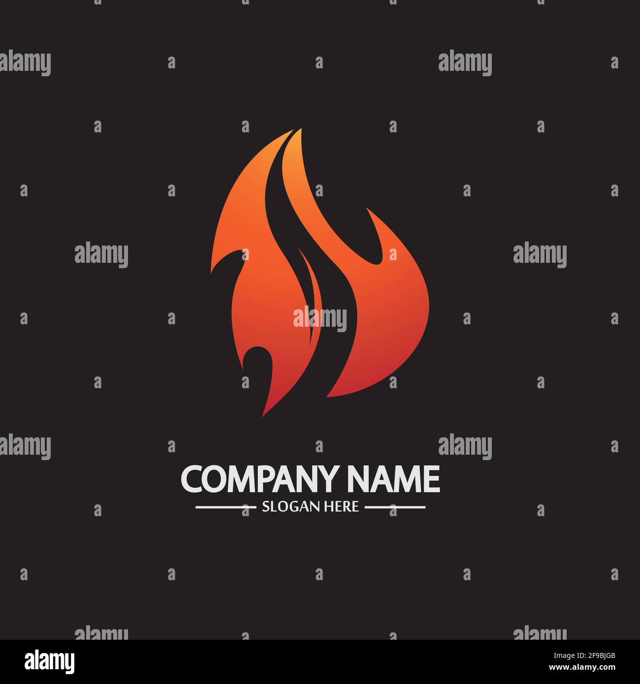 Abstract Fire Flame logo template on black background. Corporate ...