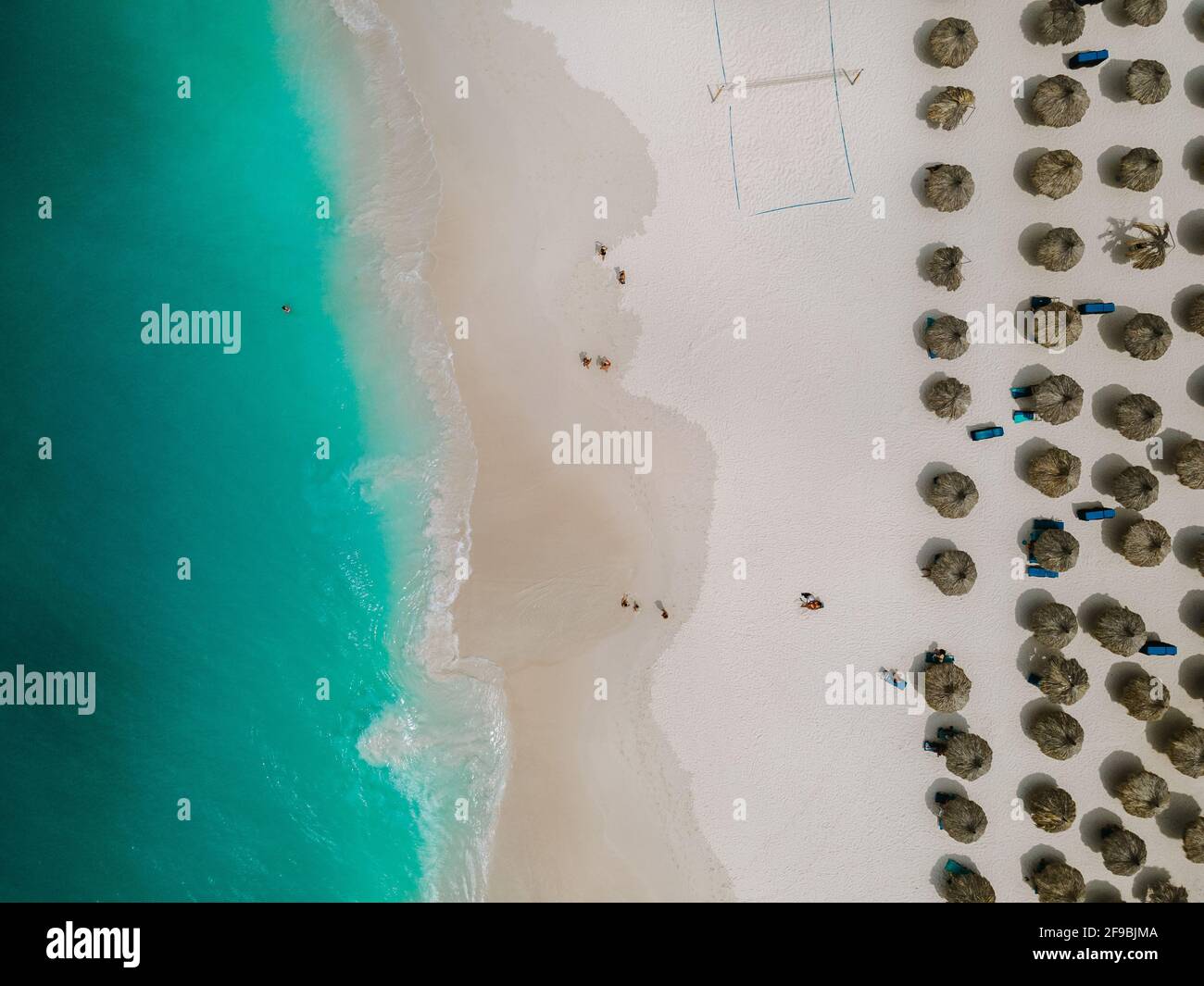 Aerial from Eagle beach on Aruba in the Caribbean, bird ey view at the ...