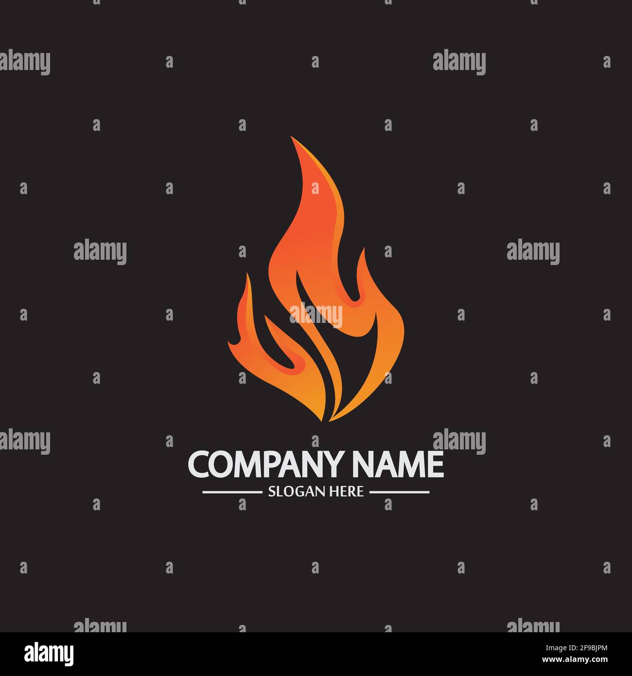Abstract Fire Flame logo template on black background. Corporate ...