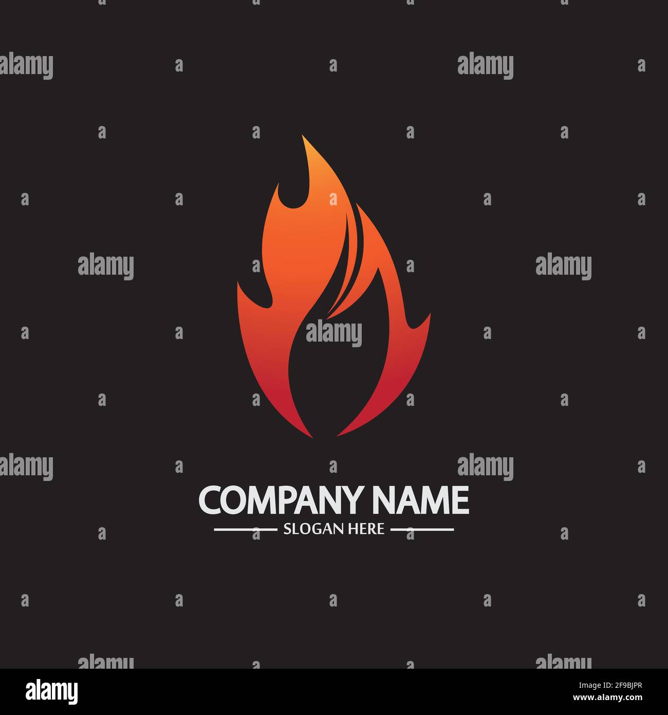 Abstract Fire Flame logo template on black background. Corporate ...