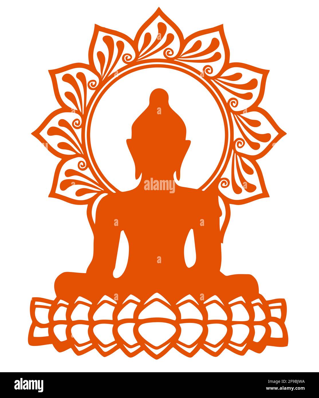 buddhism orange color meditate power light zen illustration Stock Photo ...