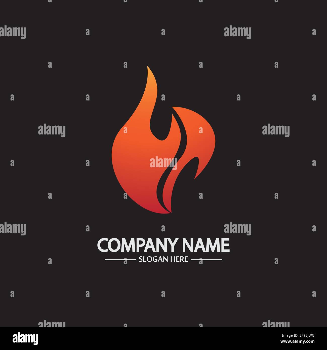 Abstract Fire Flame logo template on black background. Corporate ...