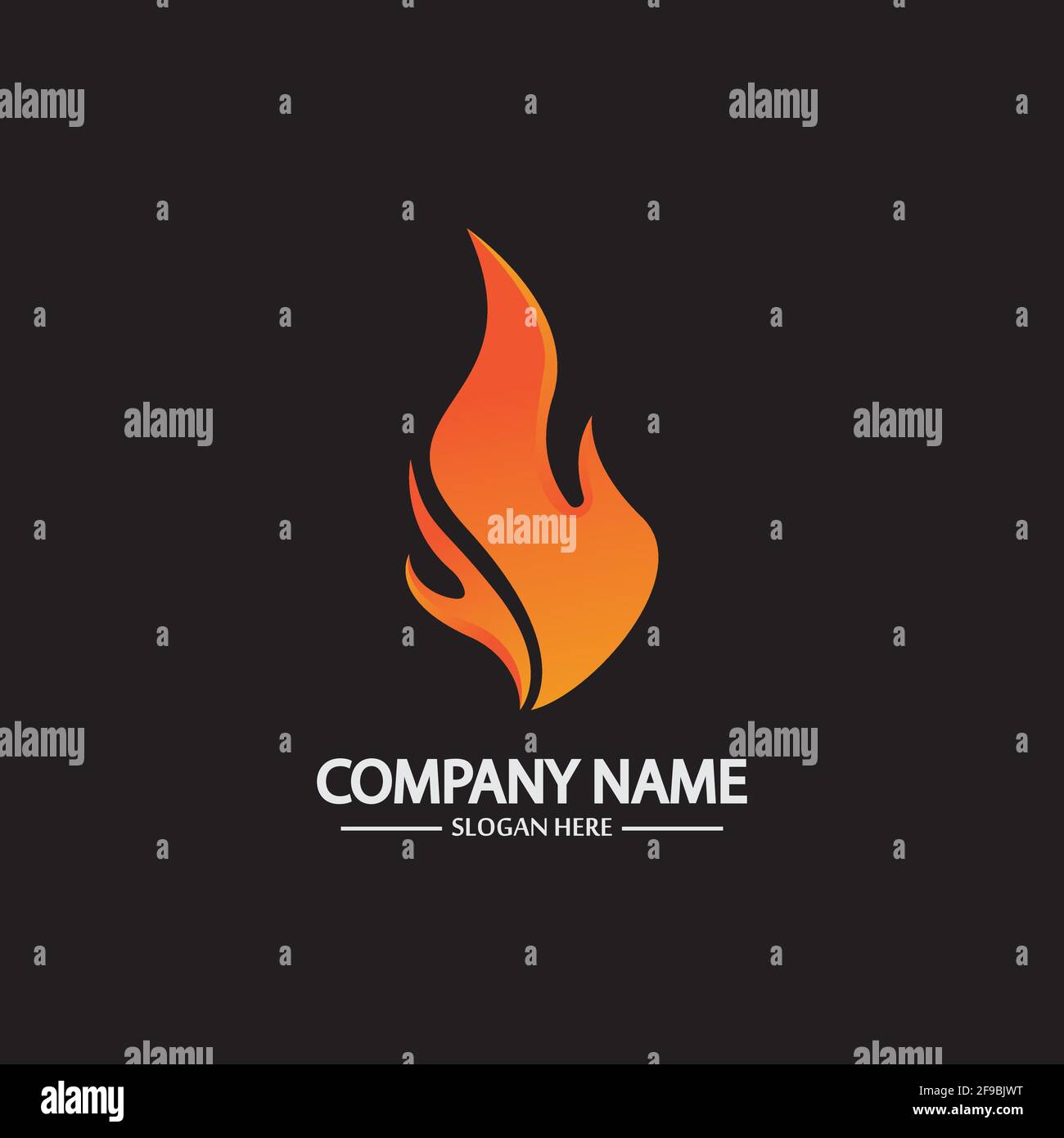 Abstract Fire Flame logo template on black background. Corporate ...