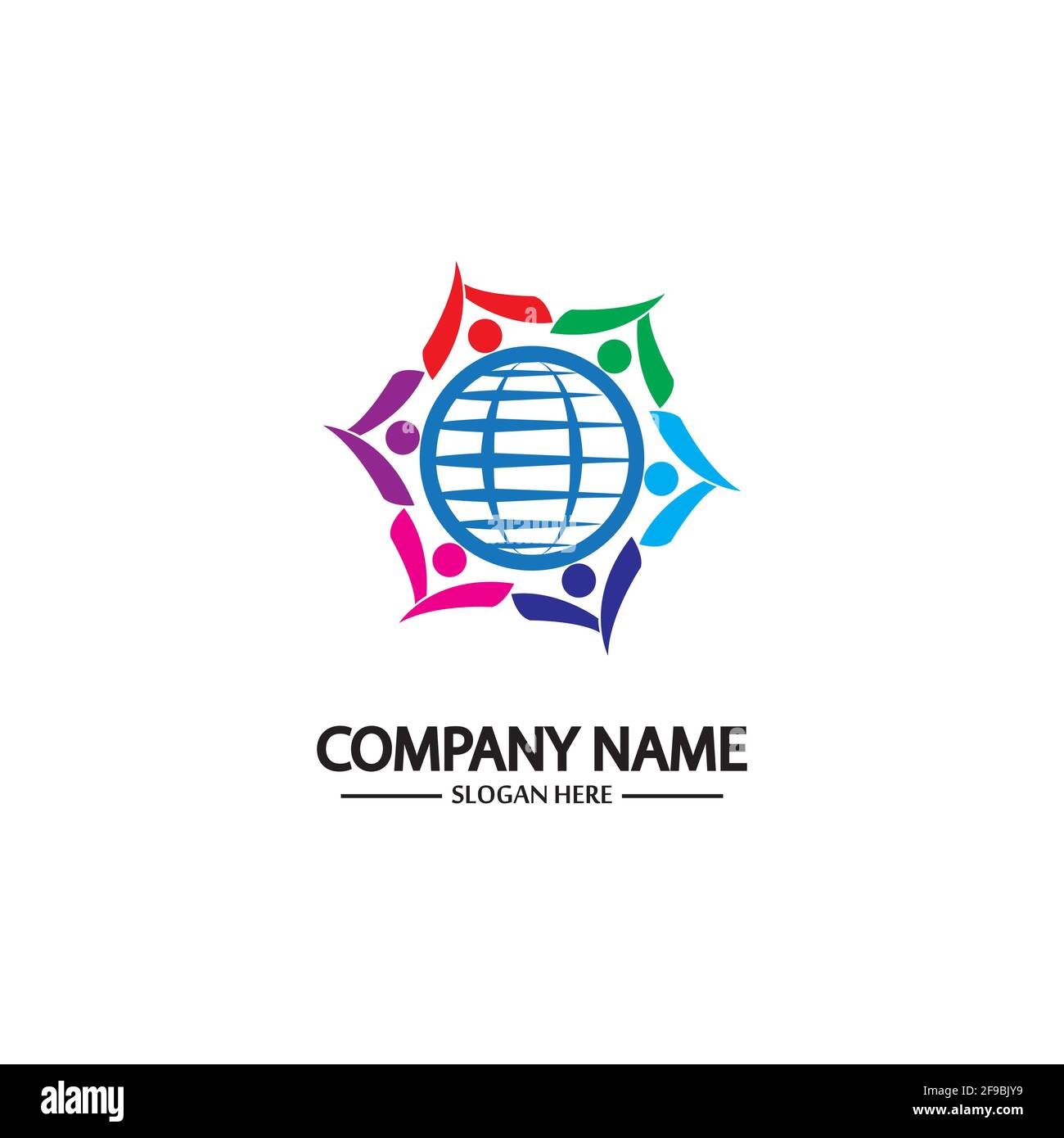 world comunity logo with people and globe illustration design vector ...