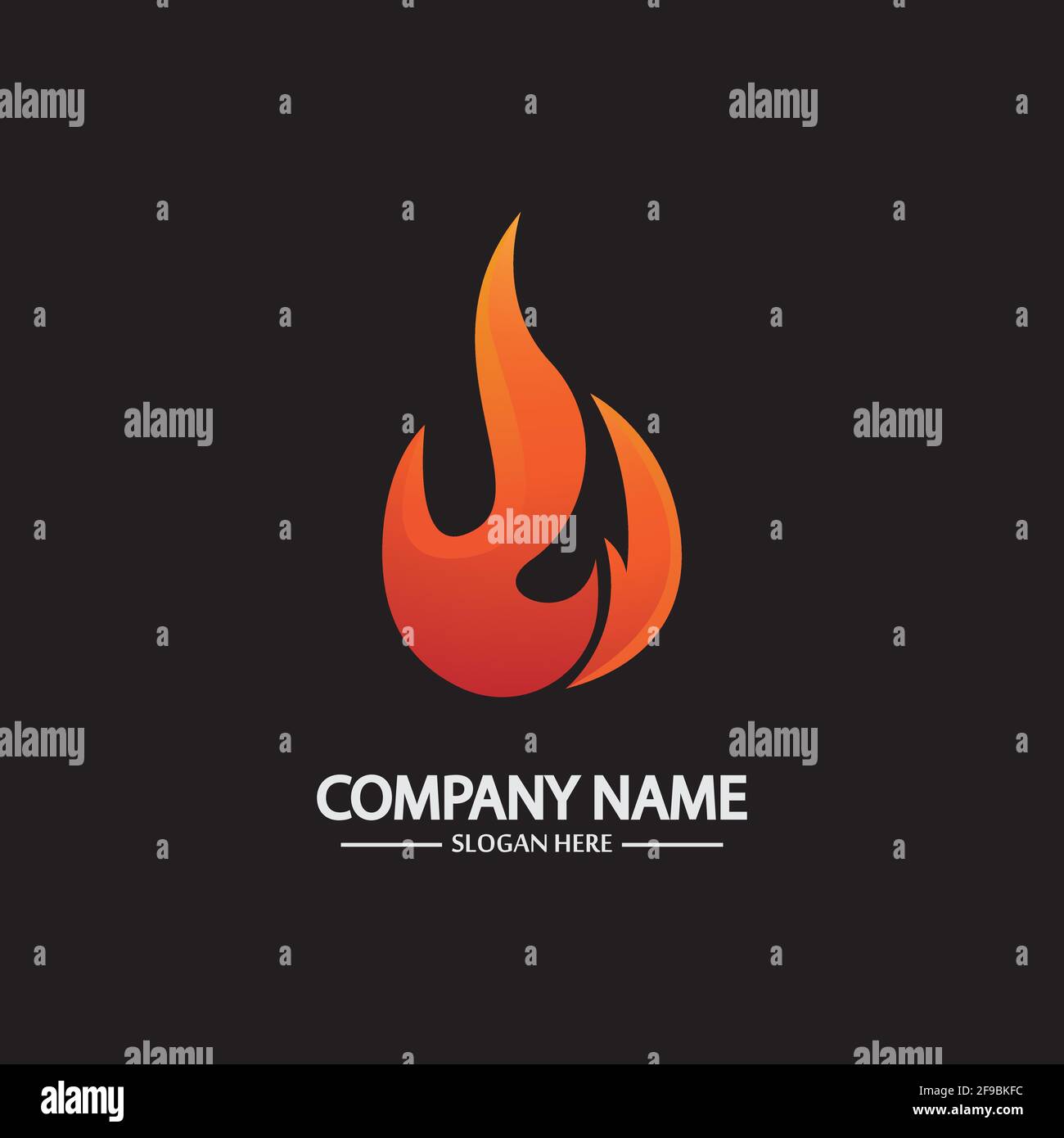 Abstract Fire Flame logo template on black background. Corporate ...