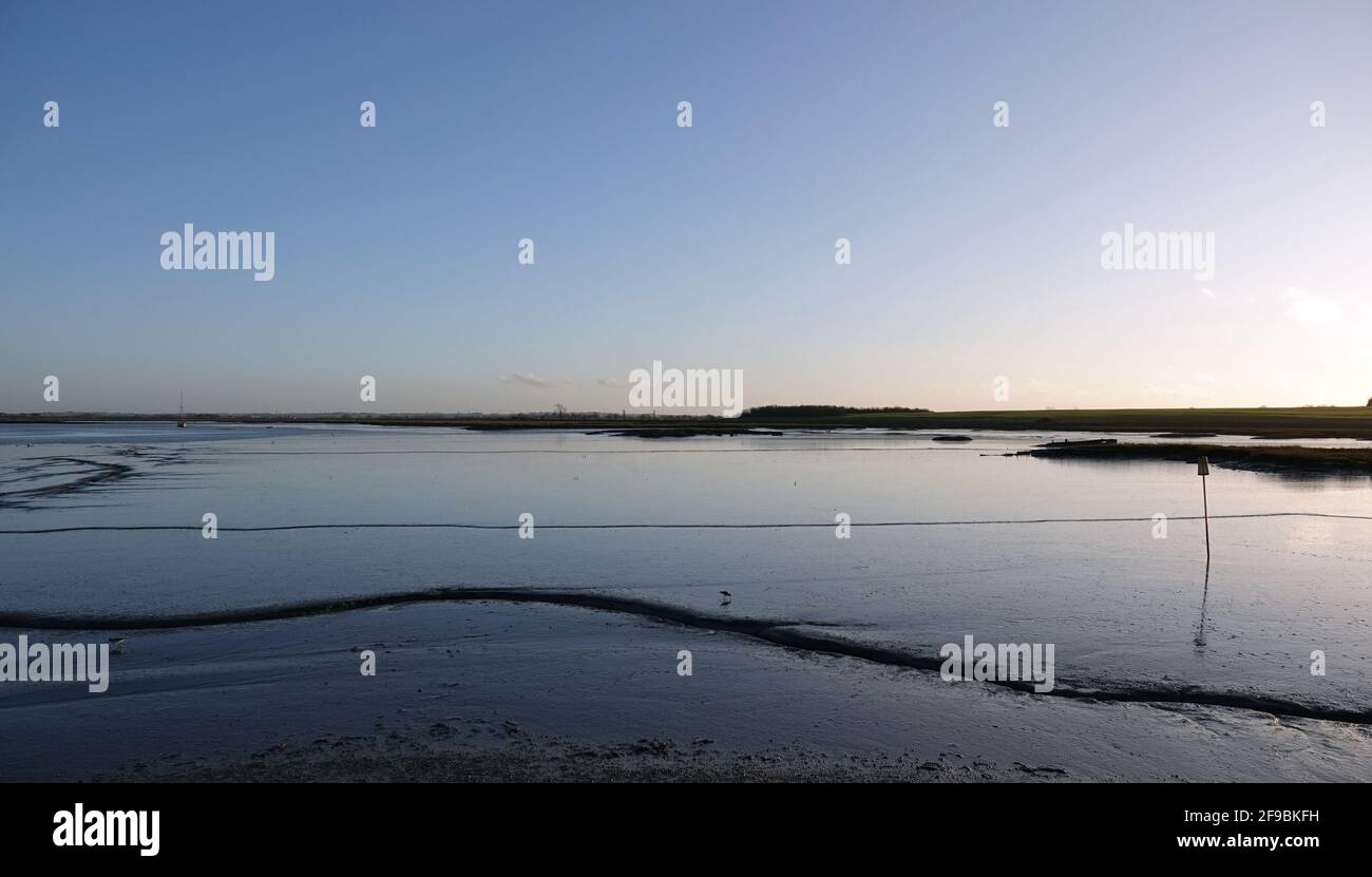 Natural view of the River Blackwater Estuary on the salt marsh coast at ...