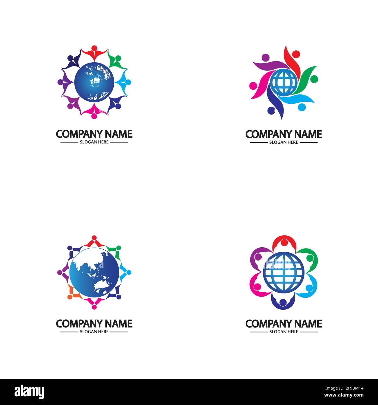 world comunity logo with people and globe illustration design vector ...