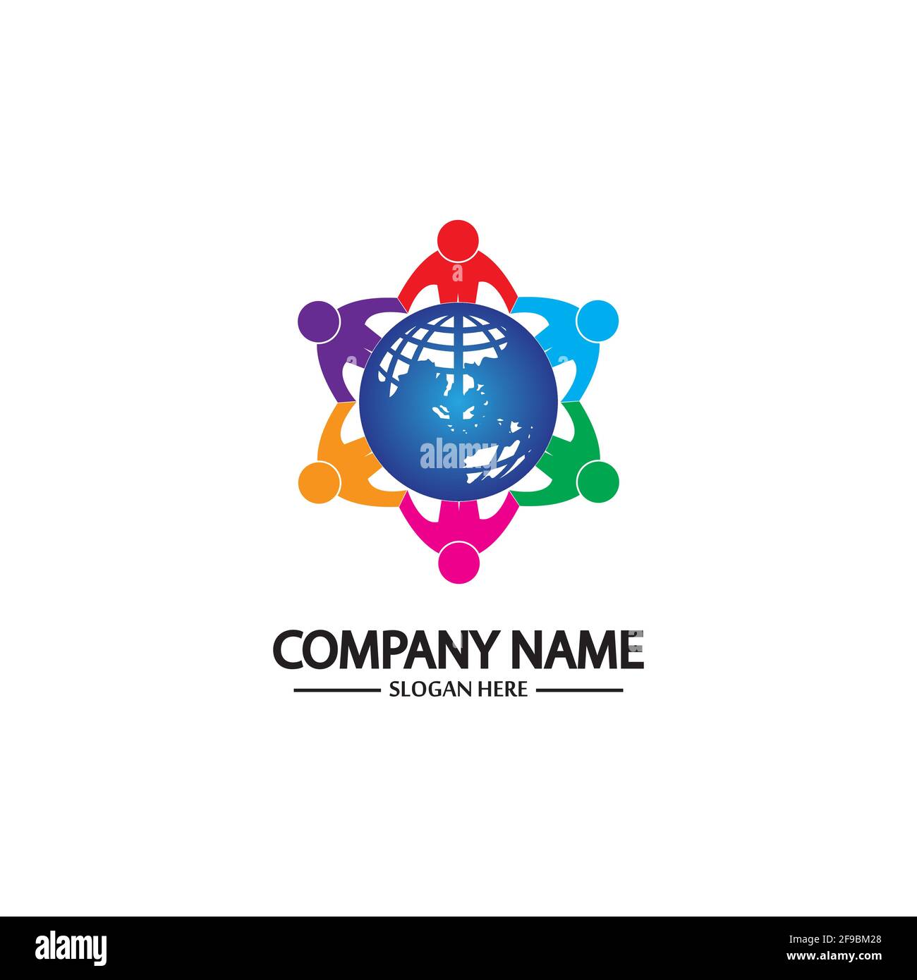 world comunity logo with people and globe illustration design vector ...
