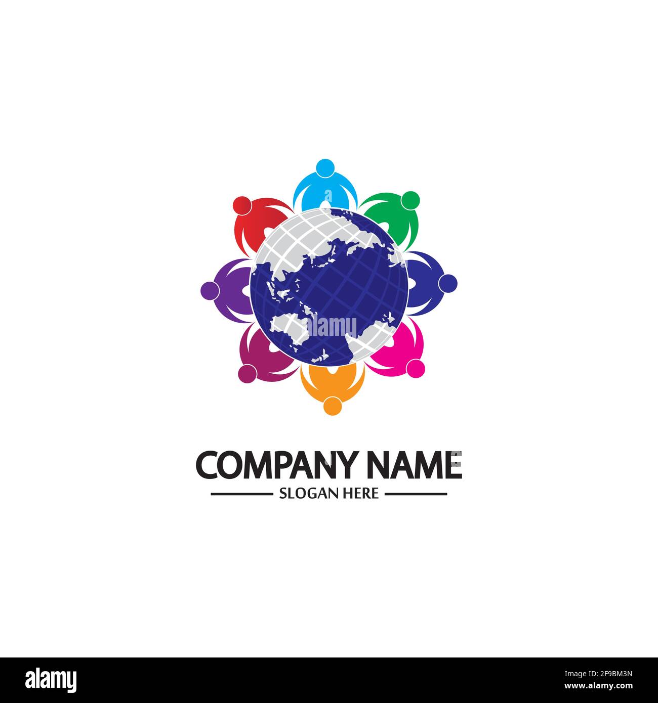 world comunity logo with people and globe illustration design vector ...