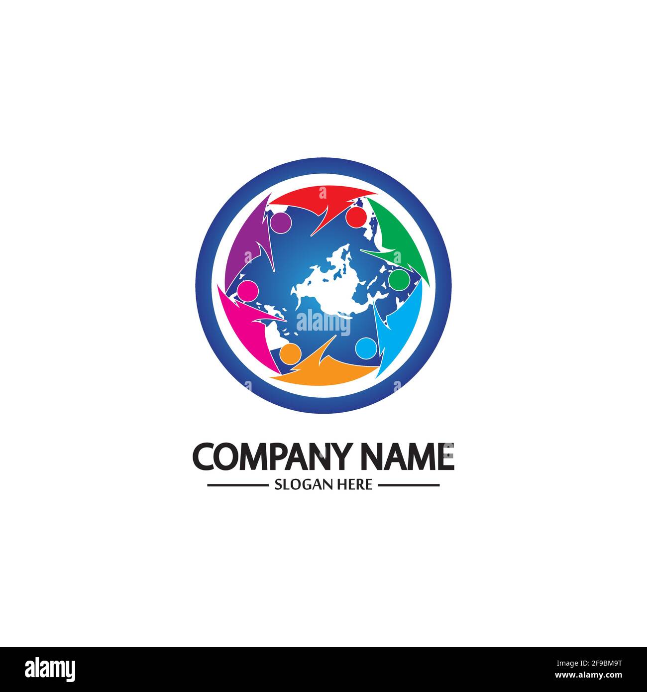 world comunity logo with people and globe illustration design vector ...