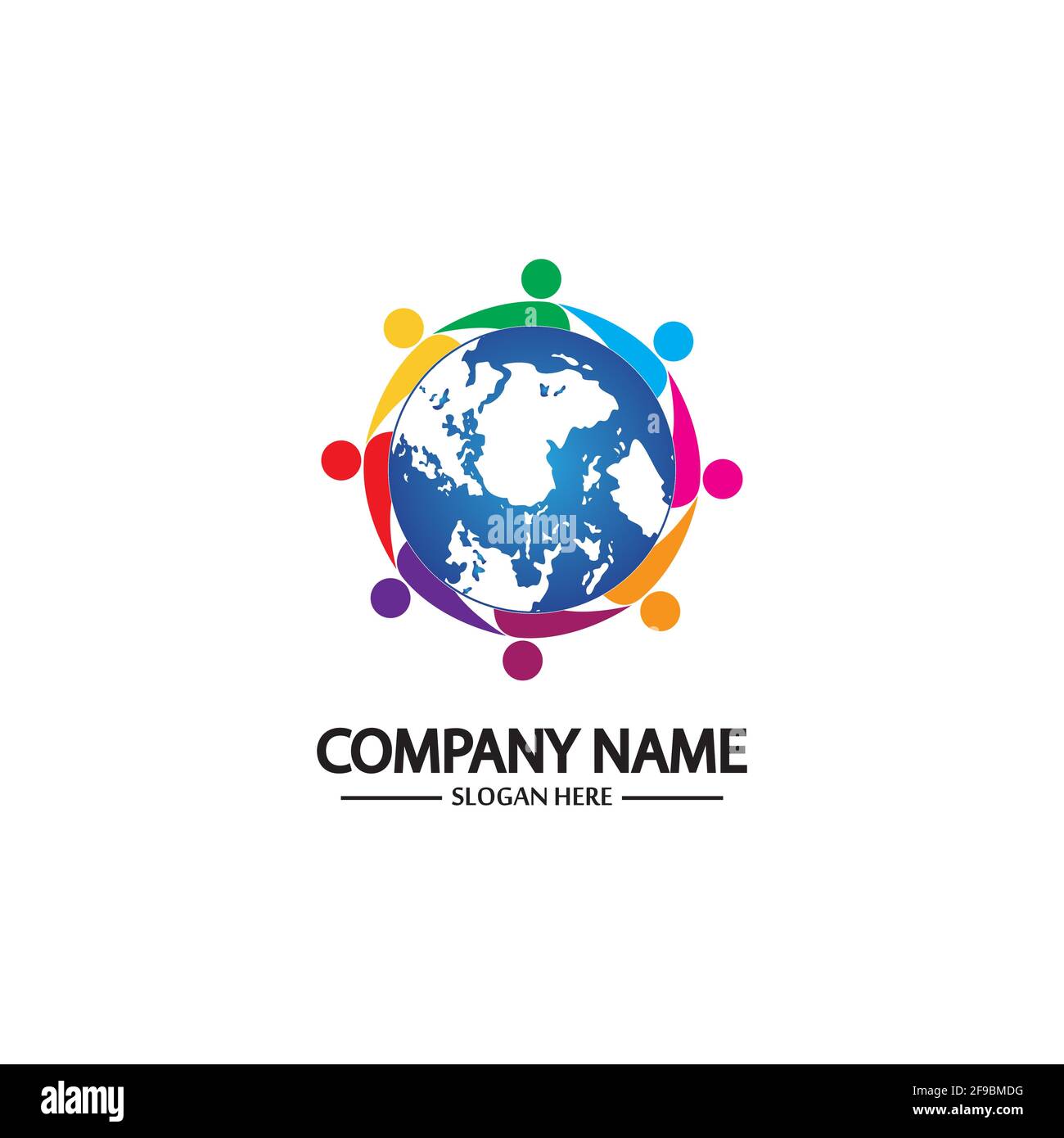 world comunity logo with people and globe illustration design vector ...