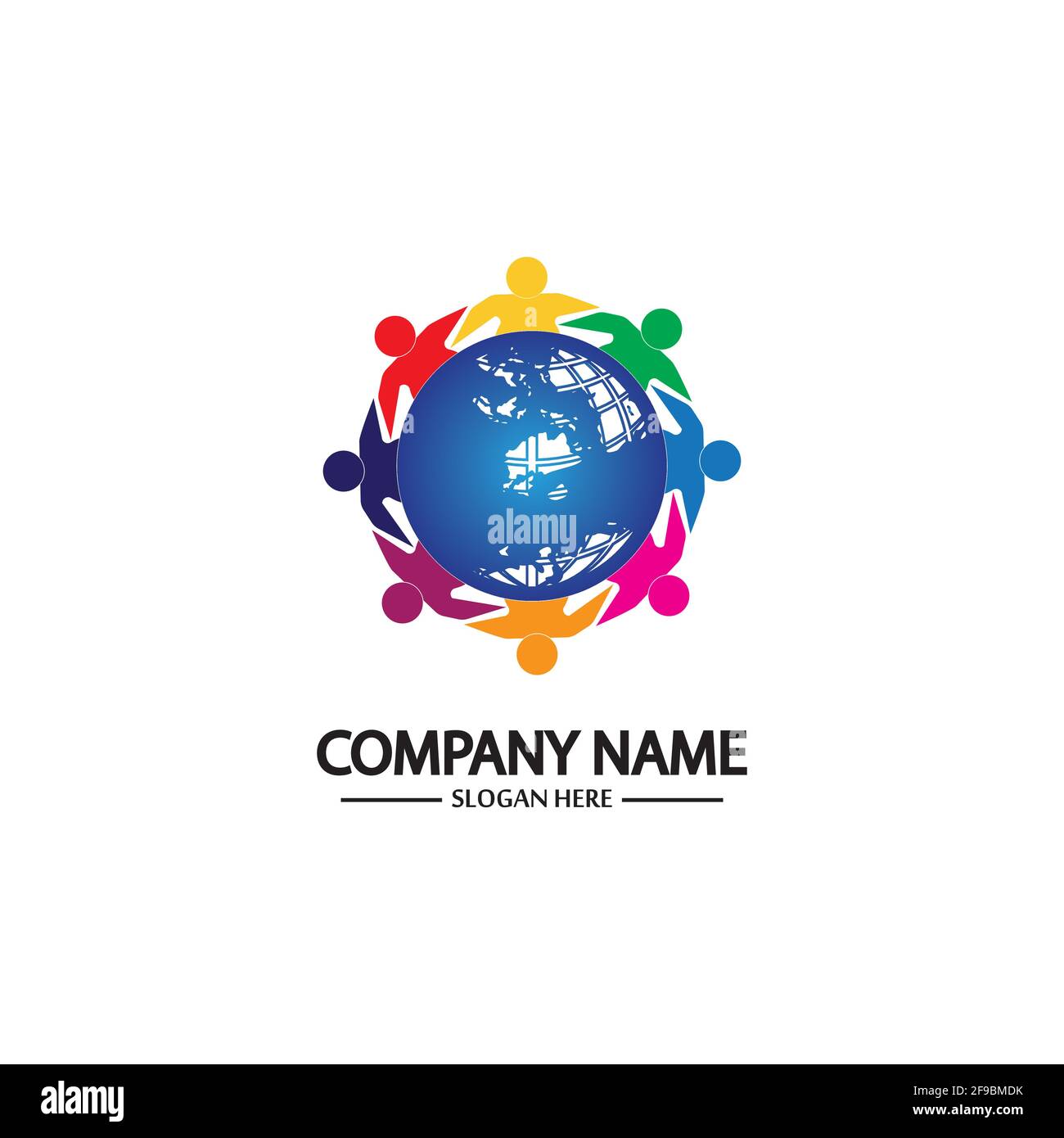 world comunity logo with people and globe illustration design vector ...