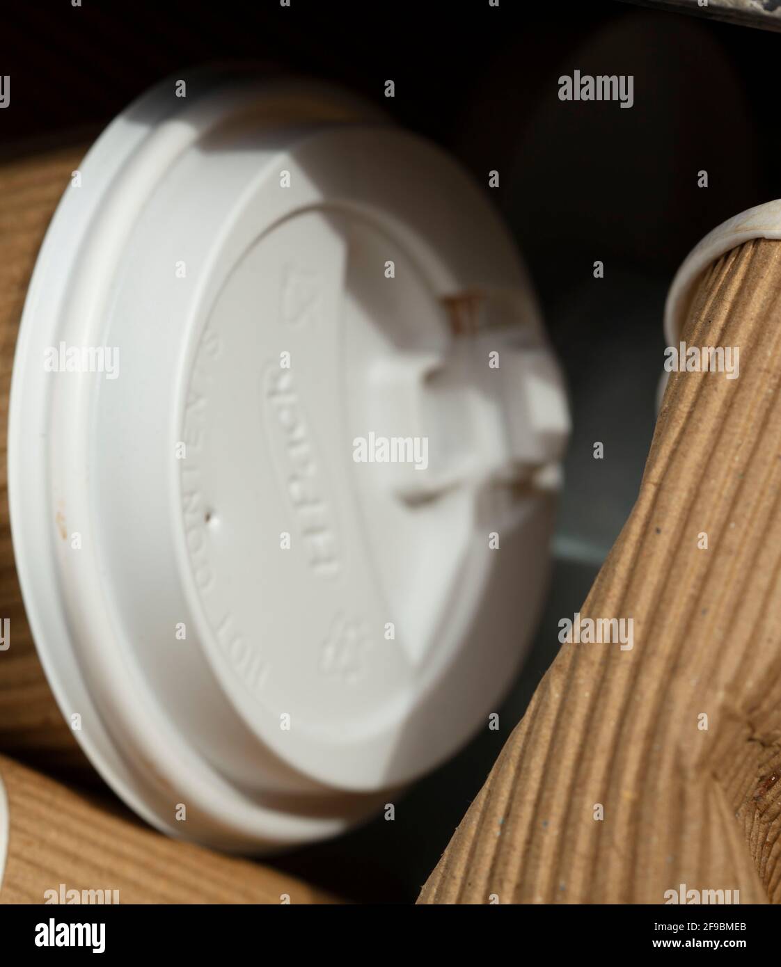 Found still life of discarded drinks containers, symbolising waste ...