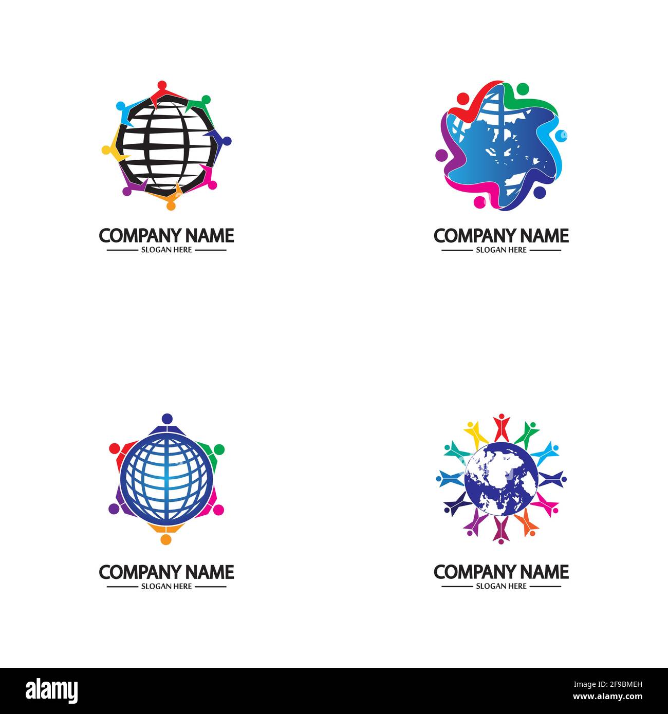 world comunity logo with people and globe illustration design vector ...