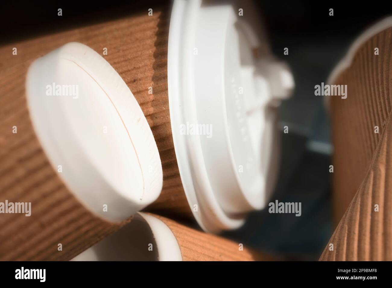 Found still life of discarded drinks containers, symbolising waste ...