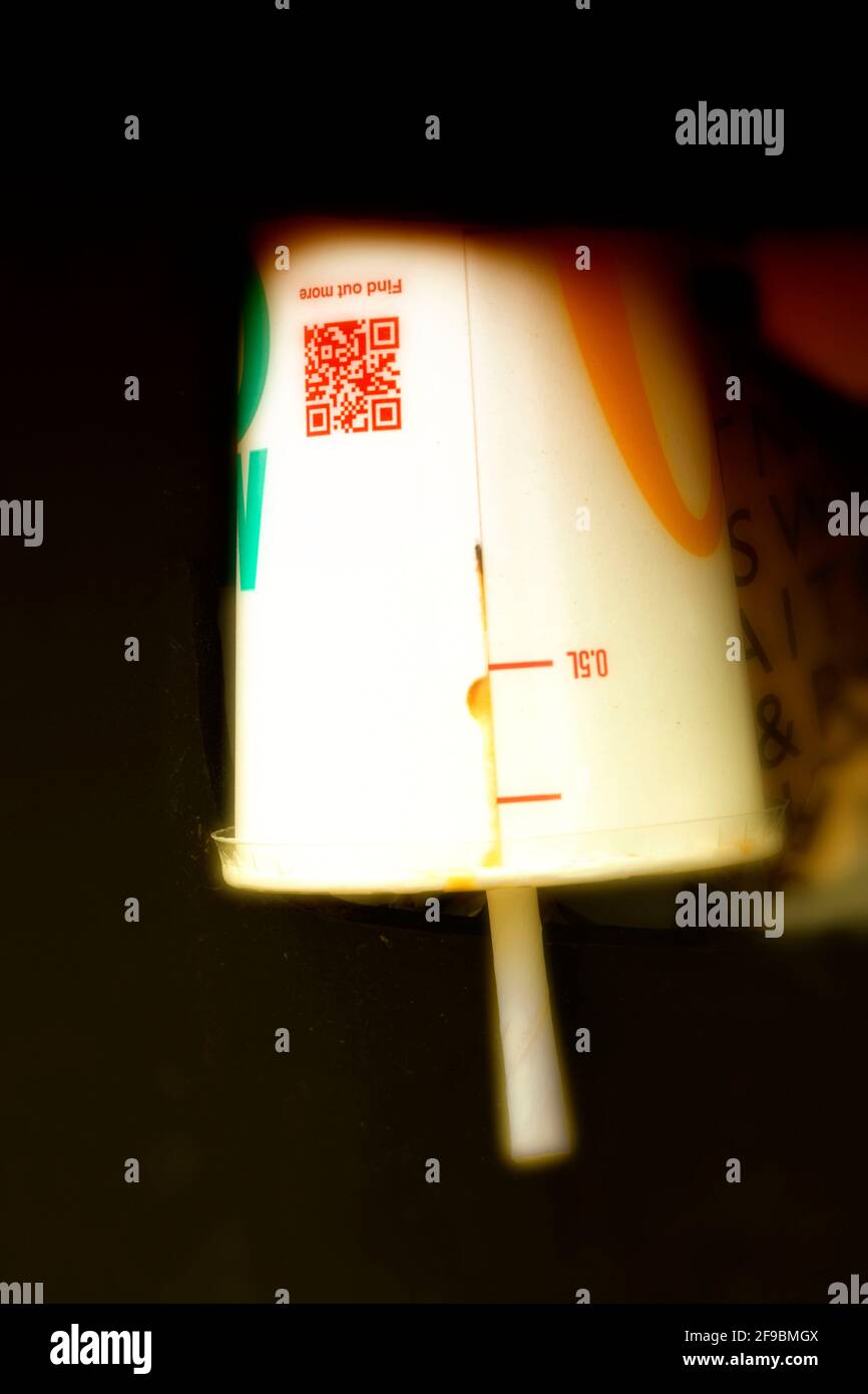 Found still life of discarded drinks containers, symbolising waste ...