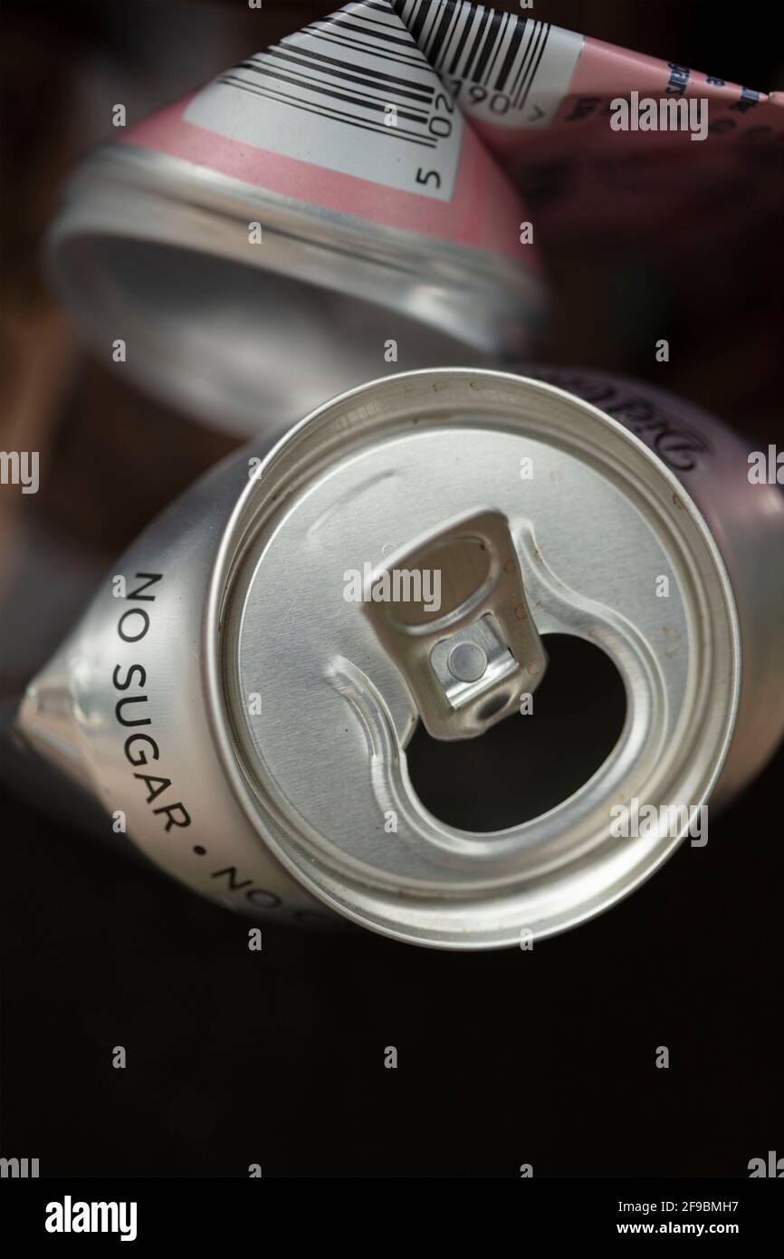 Found still life of discarded drinks containers, symbolising waste ...