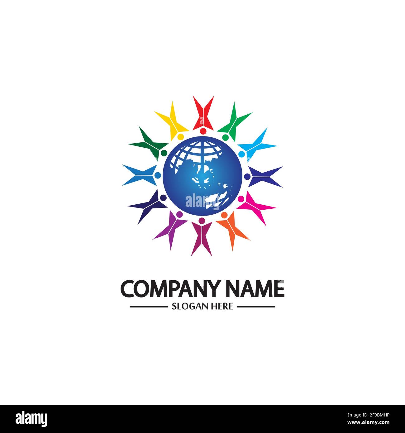 world comunity logo with people and globe illustration design vector ...
