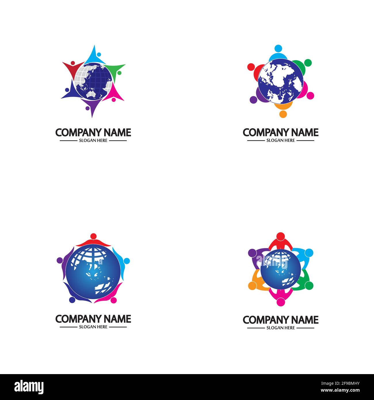 world comunity logo with people and globe illustration design vector ...