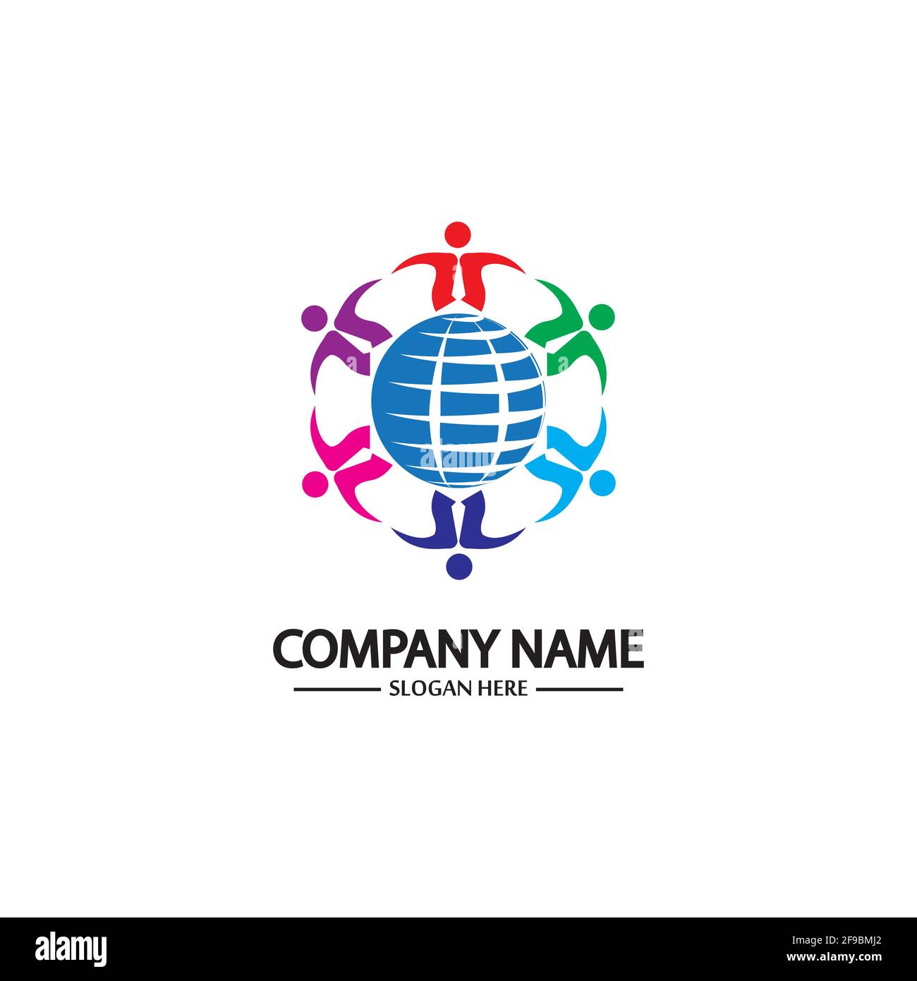 world comunity logo with people and globe illustration design vector ...