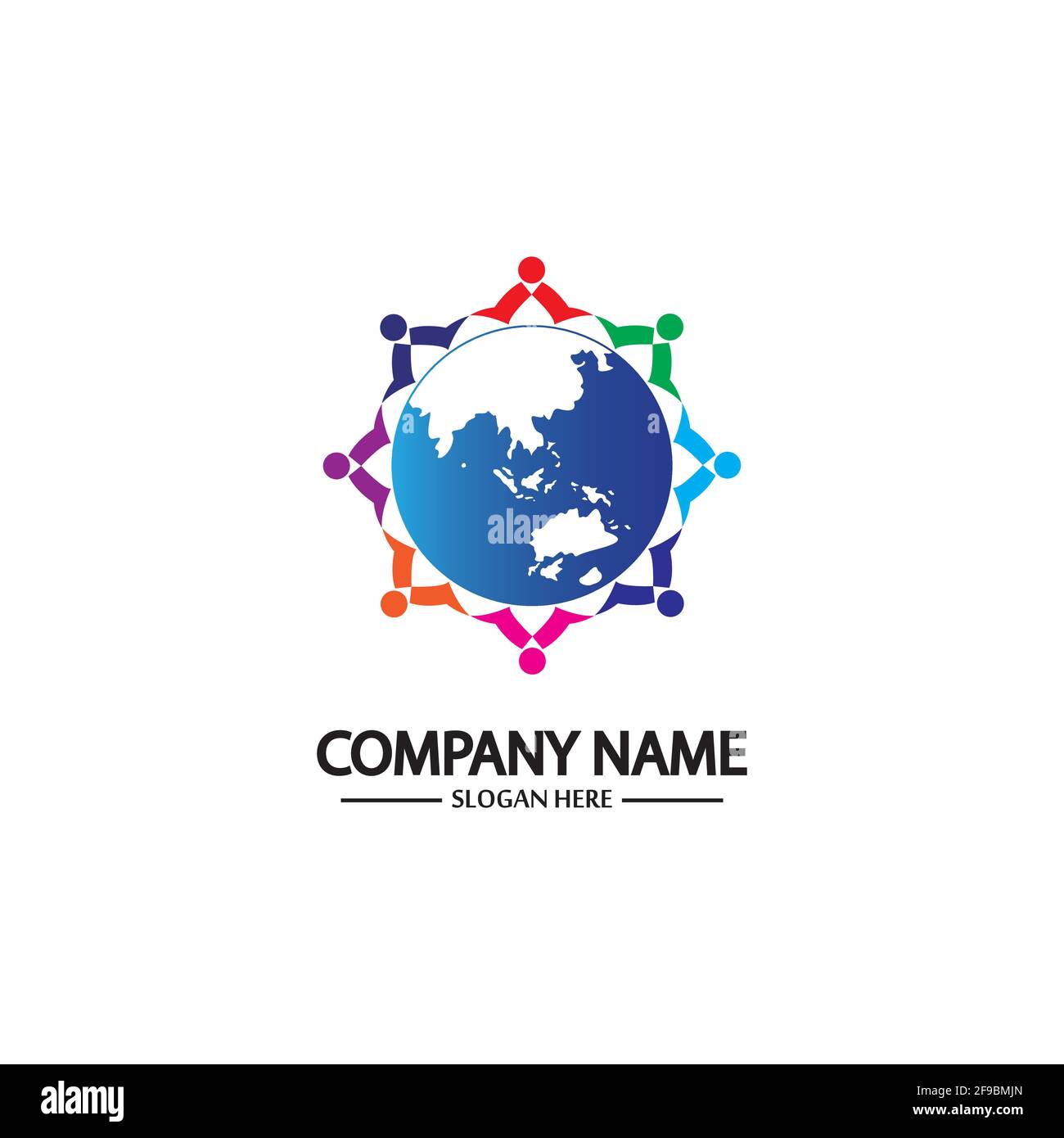 world comunity logo with people and globe illustration design vector ...