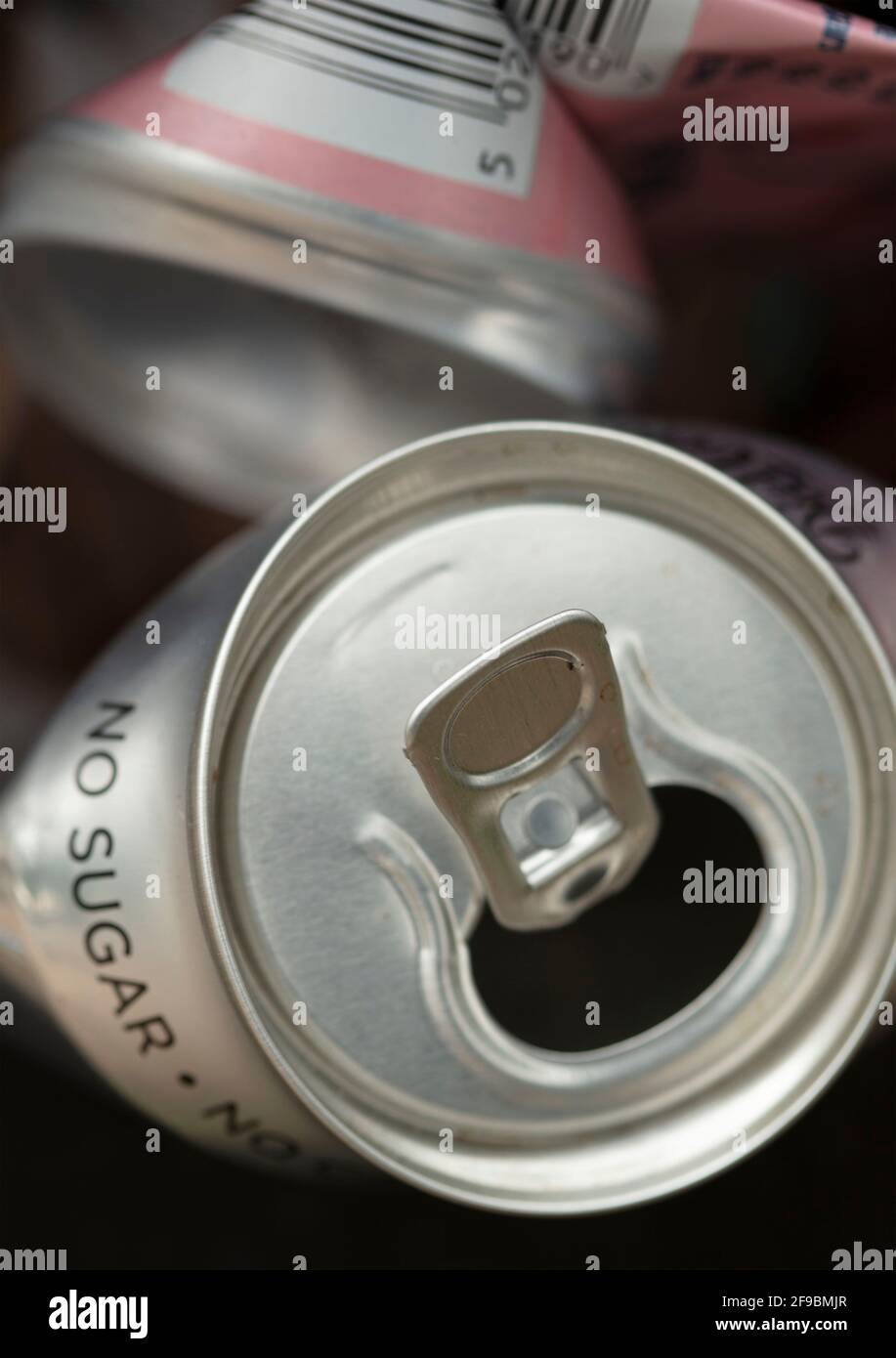 Found still life of discarded drinks containers, symbolising waste ...