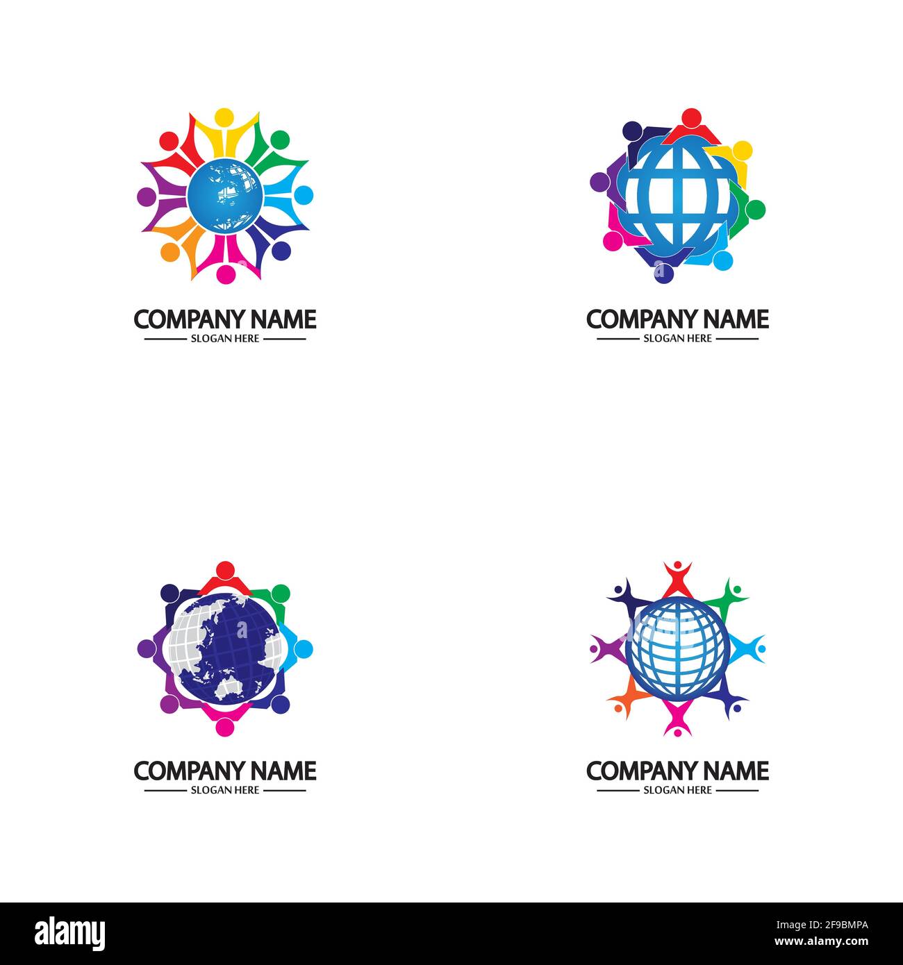 world comunity logo with people and globe illustration design vector ...