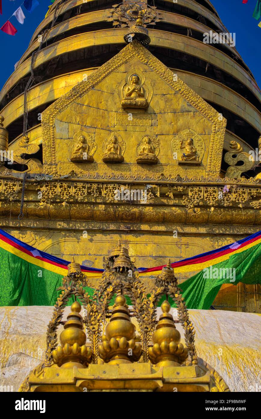 The Five Dhyani Buddhas (statue) can be seen in the gilded pentagonal ...