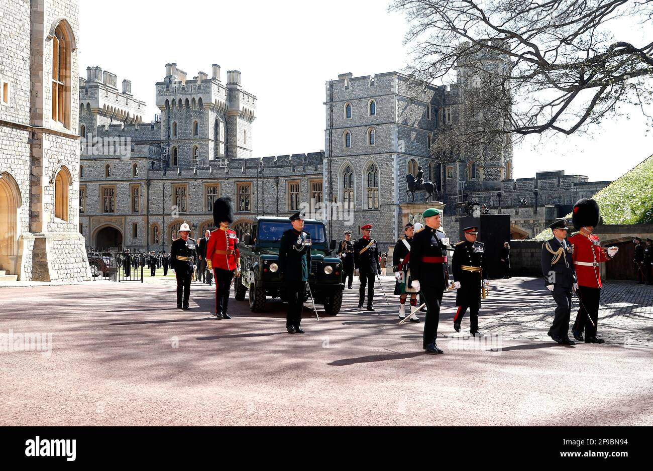 The Land Rover Defender carrying the coffin of the Duke of Edinburgh ...