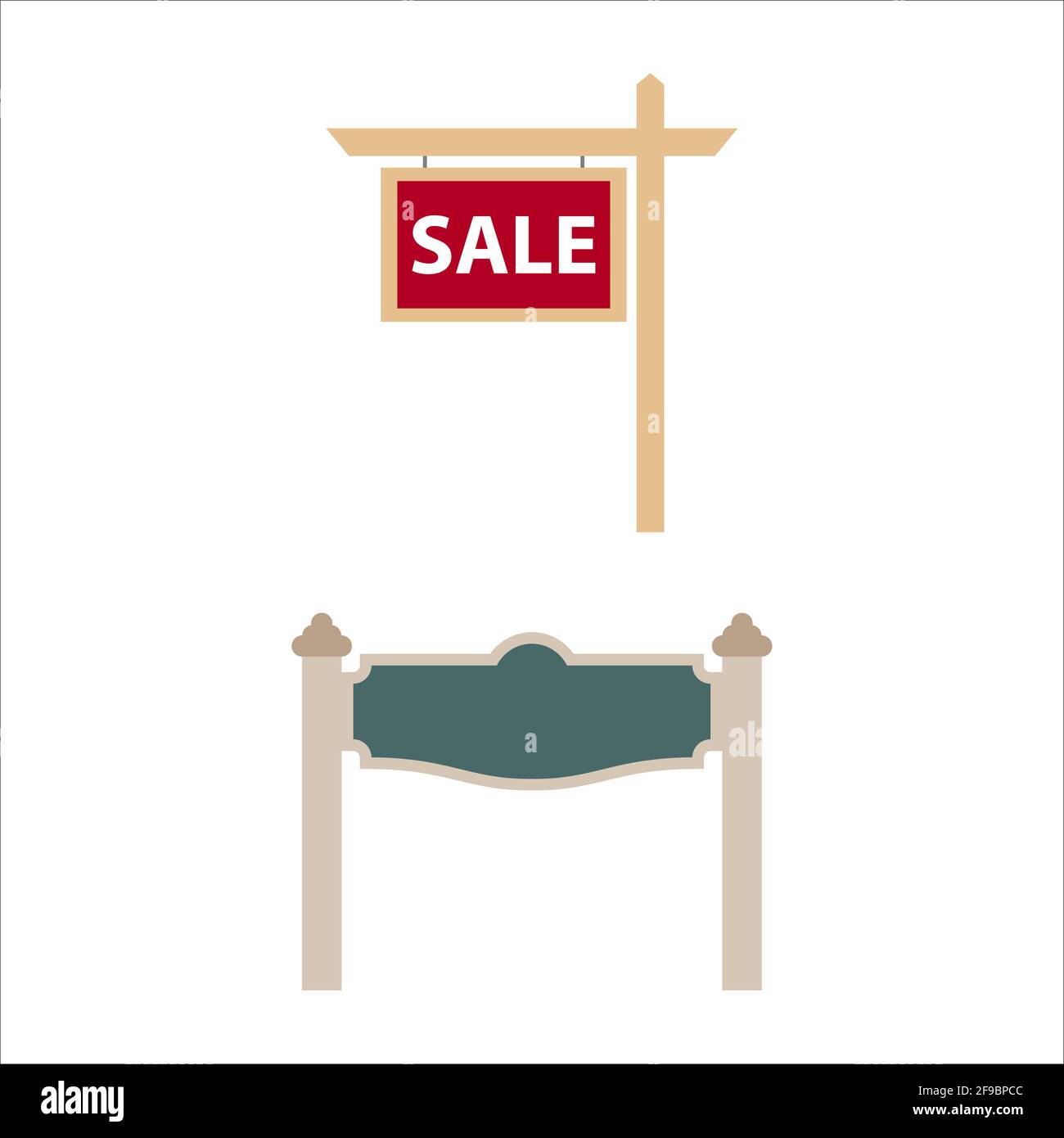 A set of land signs, signboards in the style of a flat with an ...