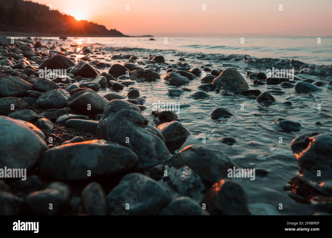 Scenic colorful sunset at the sea coast. Good for wallpaper or ...