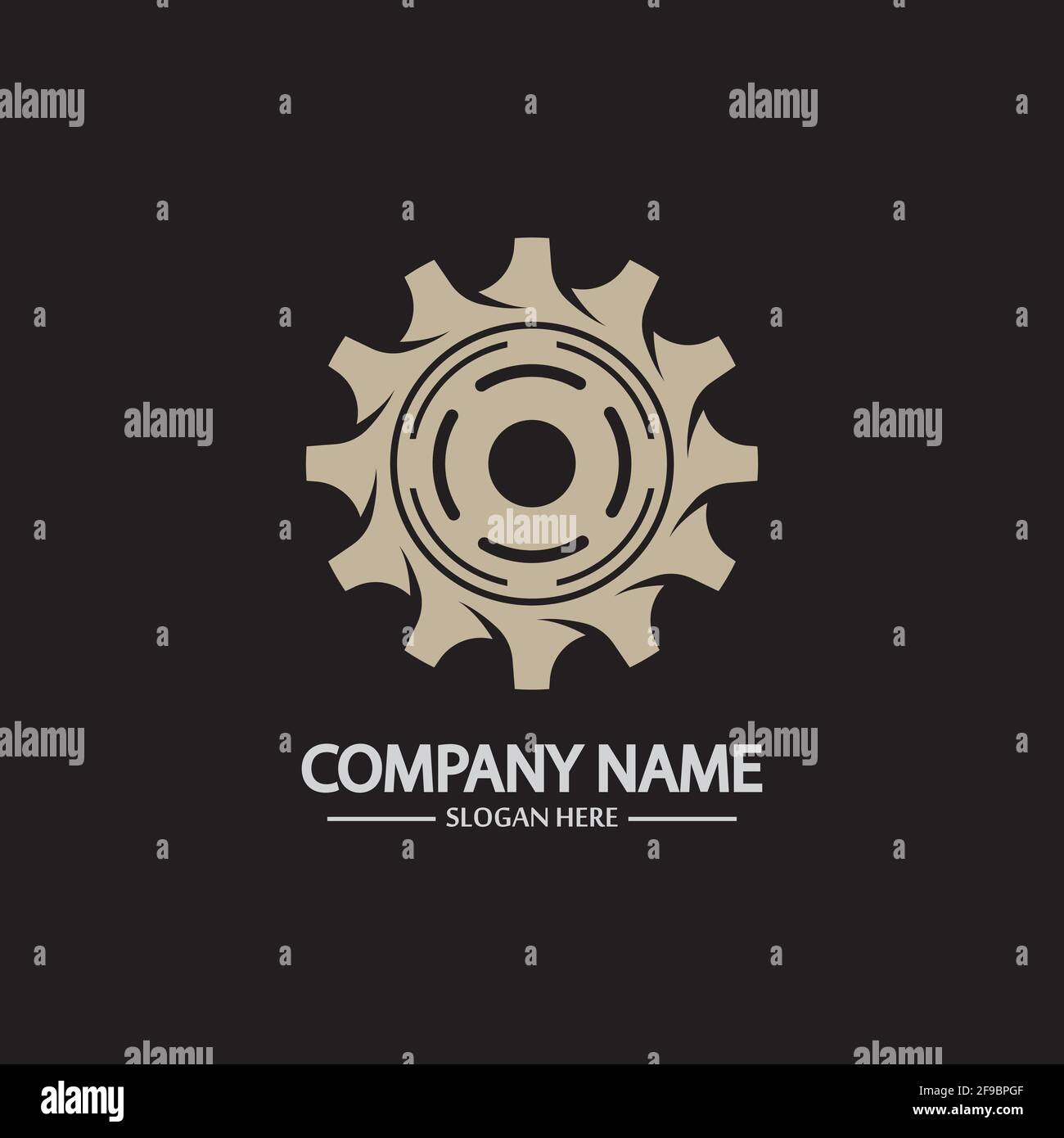 Gear vector logo isolated on a black background. Icon silhouette design ...