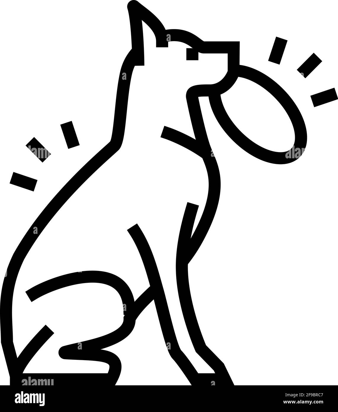 playing with stick, ball, disc dog line icon vector illustration Stock ...