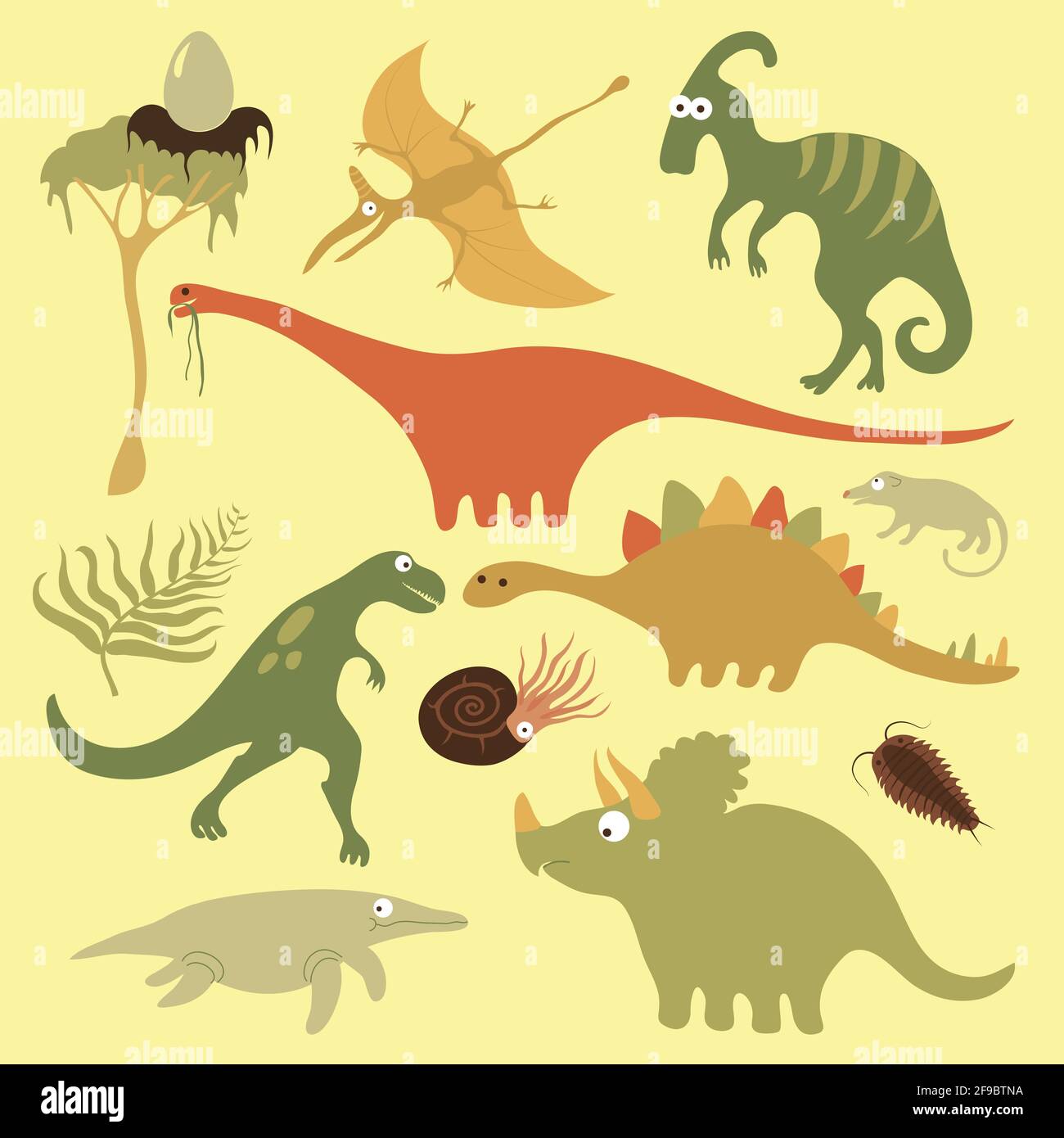 Cute vector dinos set for kids with positive colours Stock Vector Image ...