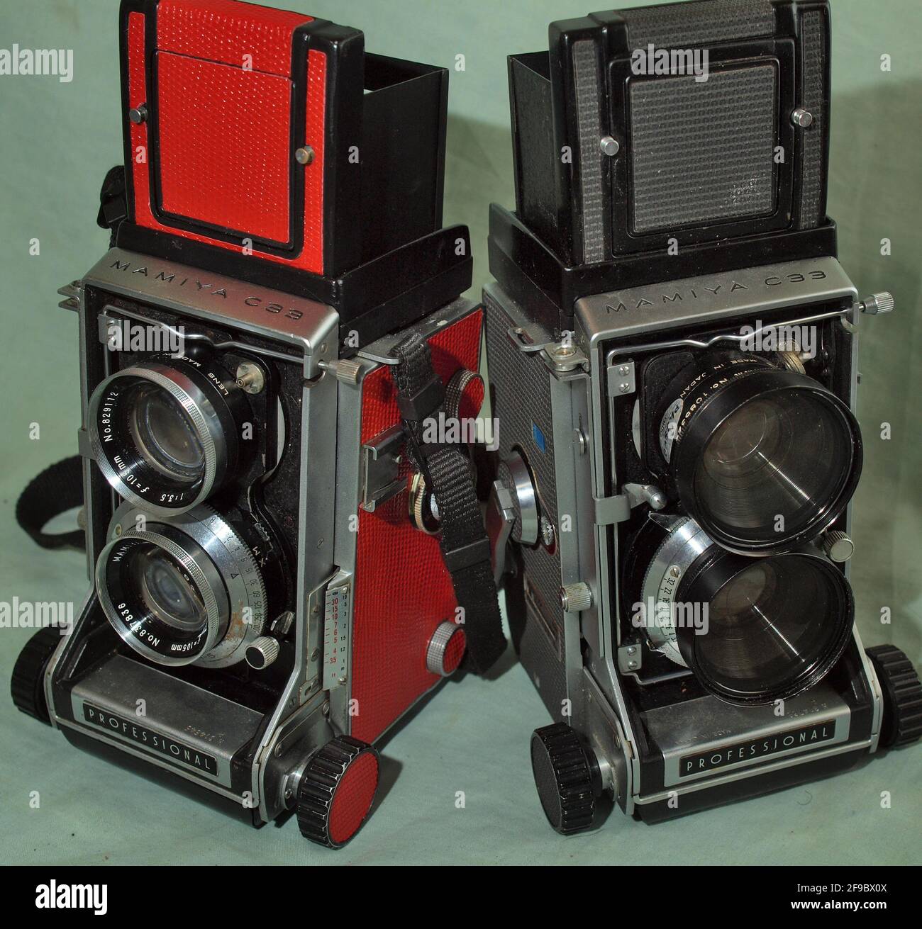 Mamiya C33's Left one in red lizard skin Medium format TLR film cameras ...