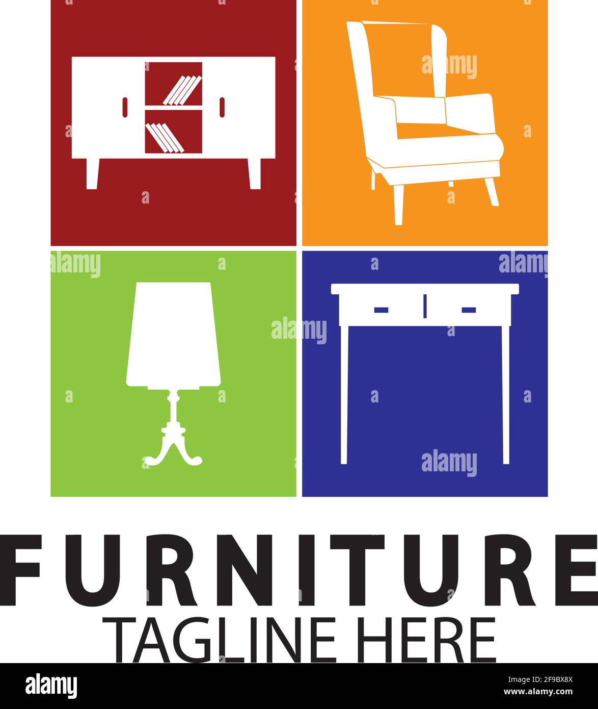 Abstract furniture logo design concept. Symbol and icon of chairs sofas ...