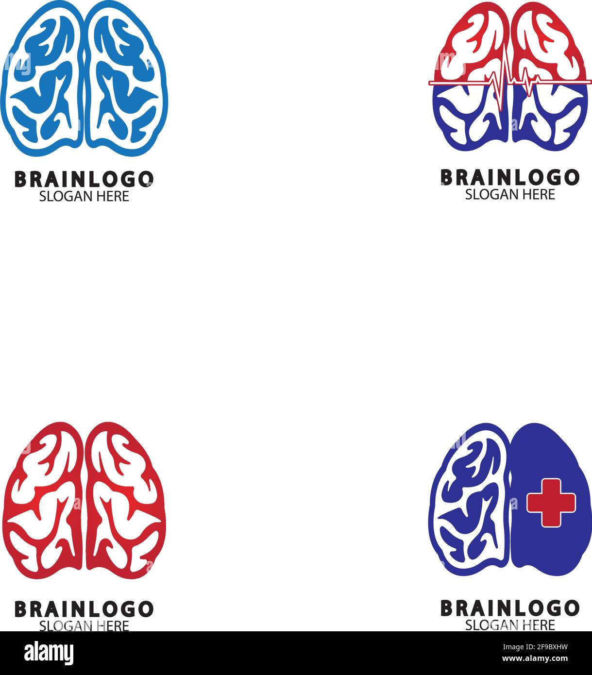 Brain logo designs concept vector, Health Brain Pulse logo, Brain care ...