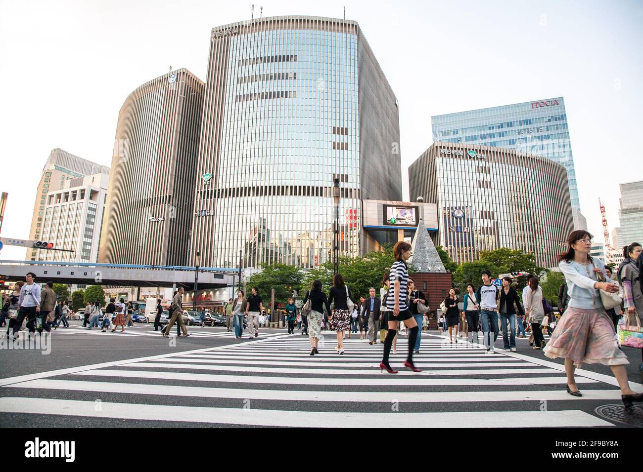 Ginza shopping district including the Hankyu, Seibu department store ...
