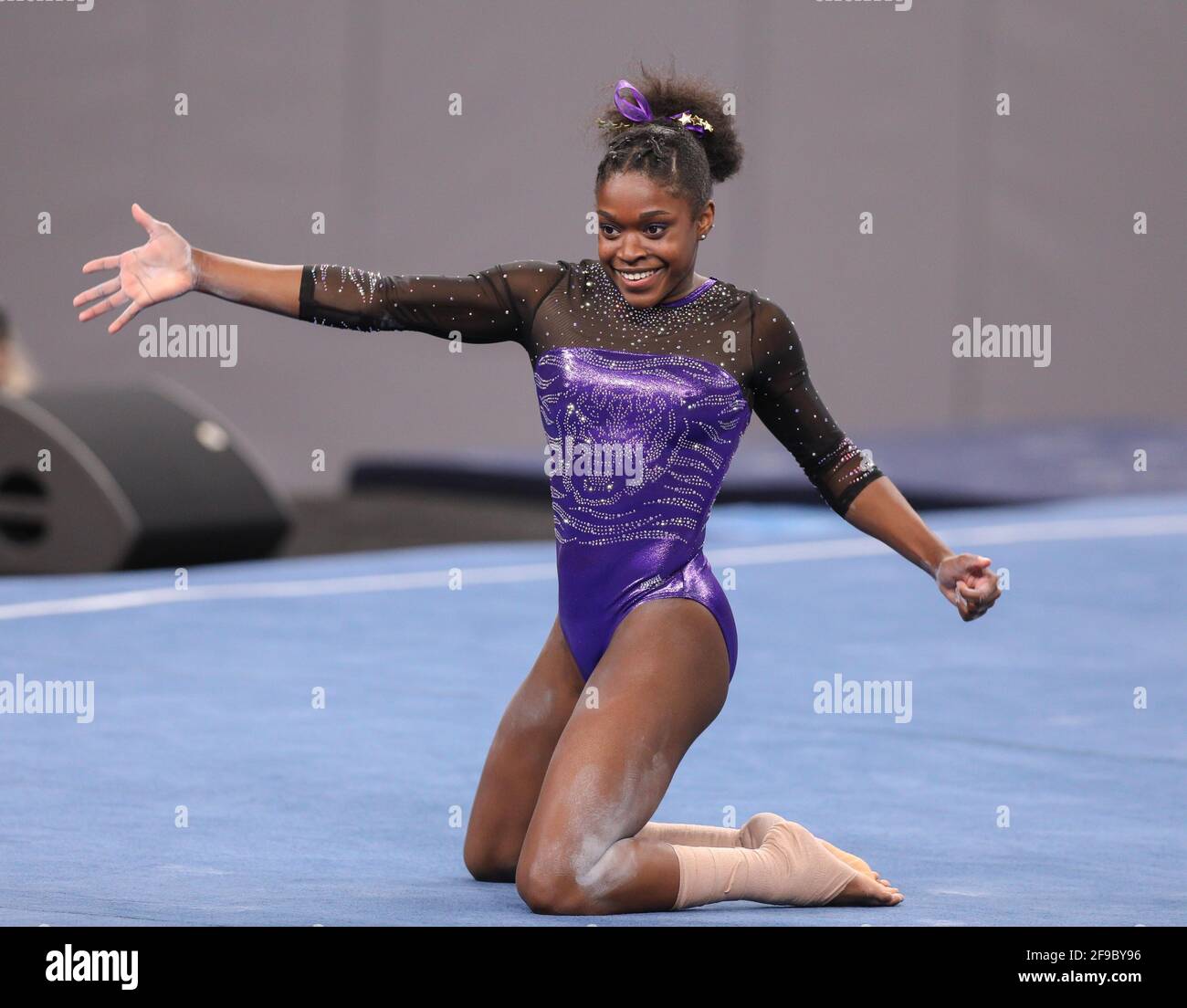 LSU's Kiya Johnson performs her floor routine during the Semifinals of ...