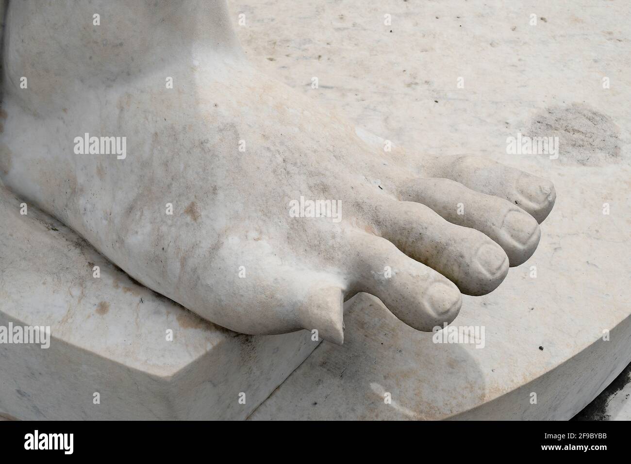 Rome, Italy, 16 April, 2021 A detail of a marble statue depicting the ...